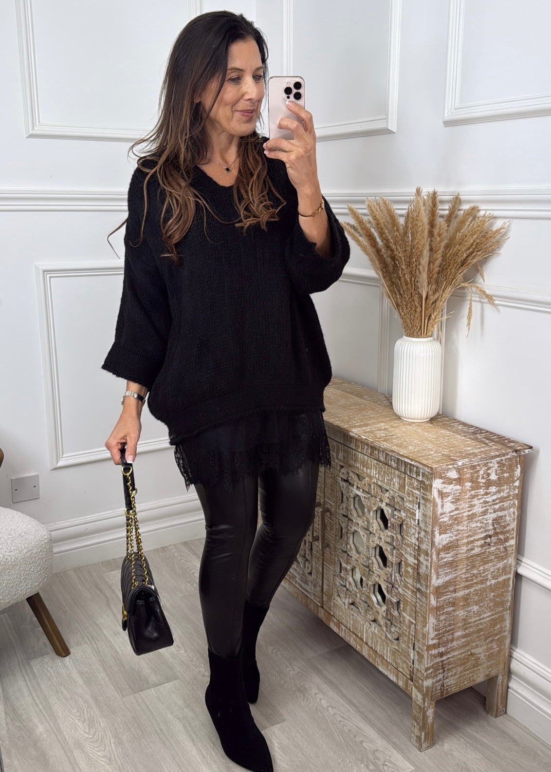 Kimber Black Lace Hem Jumper – Virgo Boutique